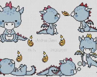 PDF Cross Stitch Chart New Baby Birth Sampler Baby Dragons - Etsy