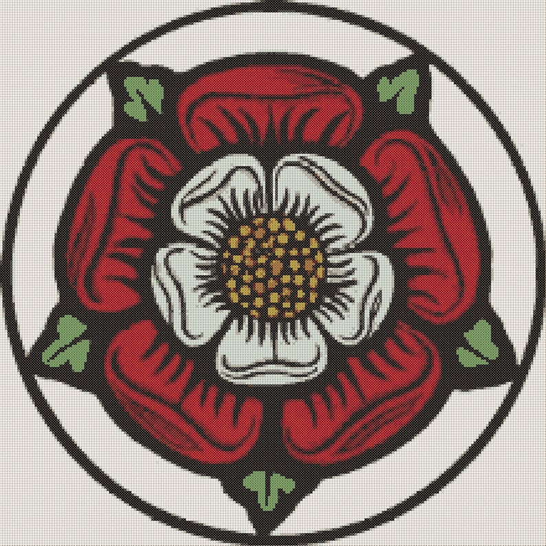 Cross Stitch Chart Tudor Rose Stained Glass Style 3 No. 452 - Etsy