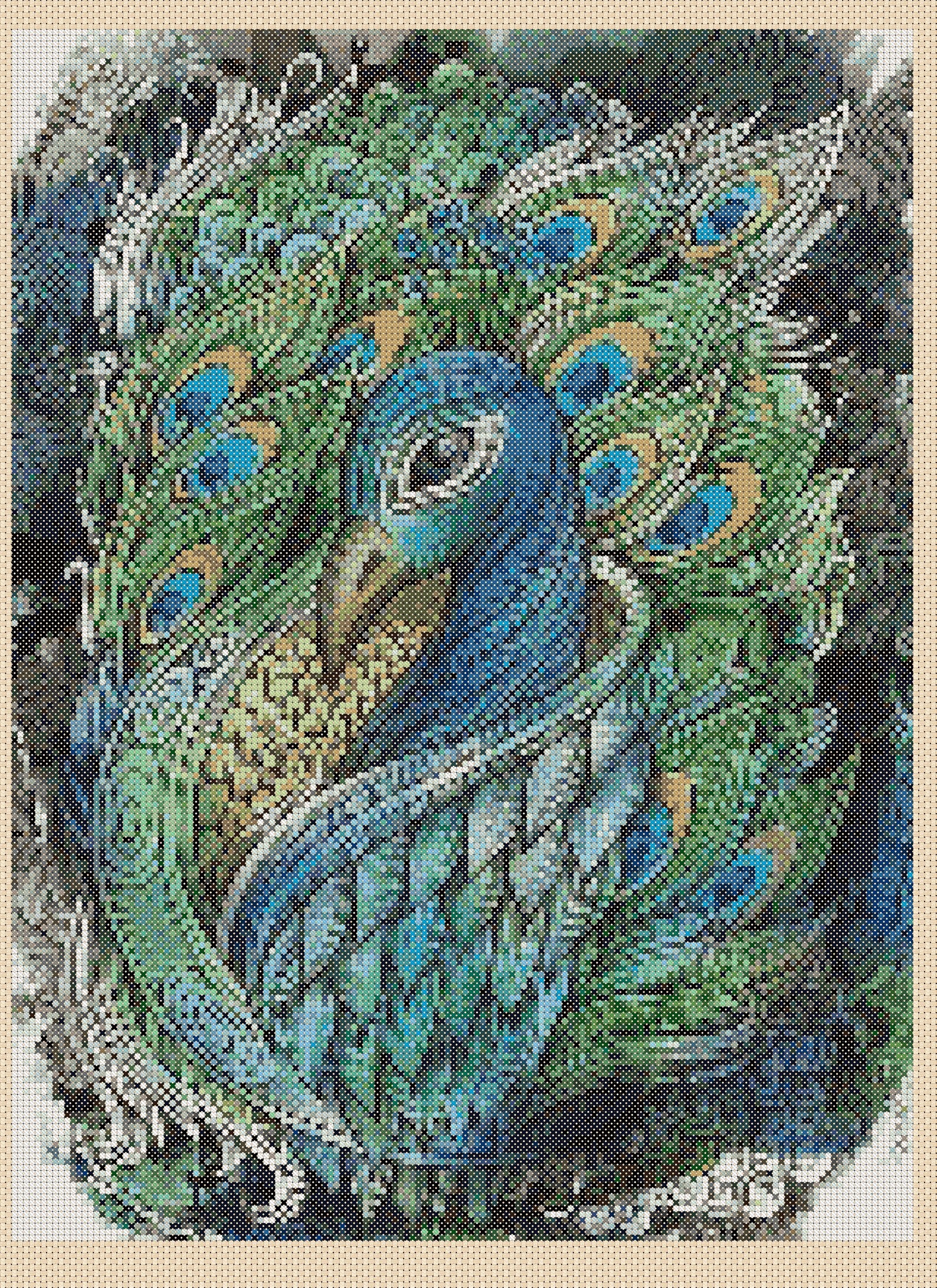 Cross stitch chart Peacock no. 374 | Etsy