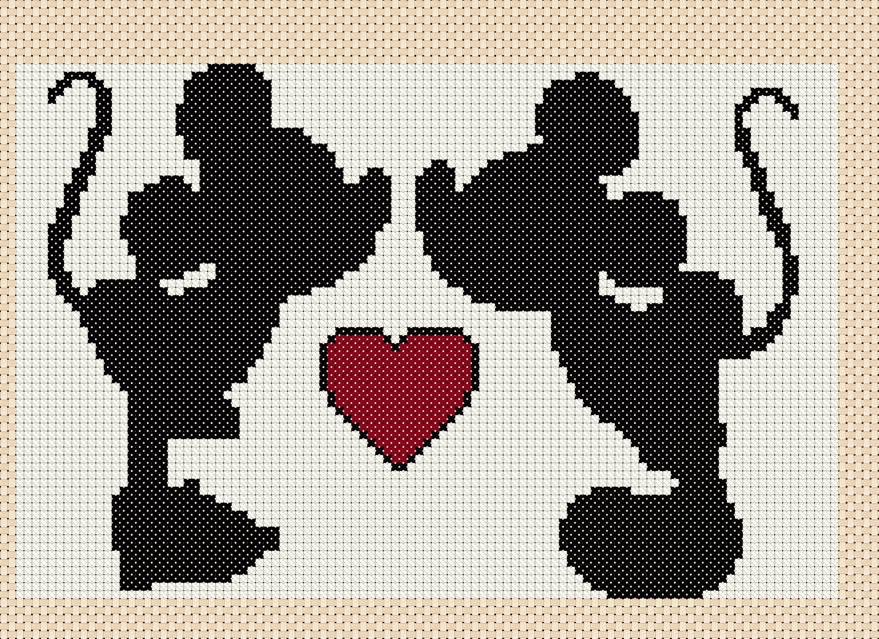 Cross Stitch Chart Mickey Mouse and Minnie - 1st Kiss - Etsy