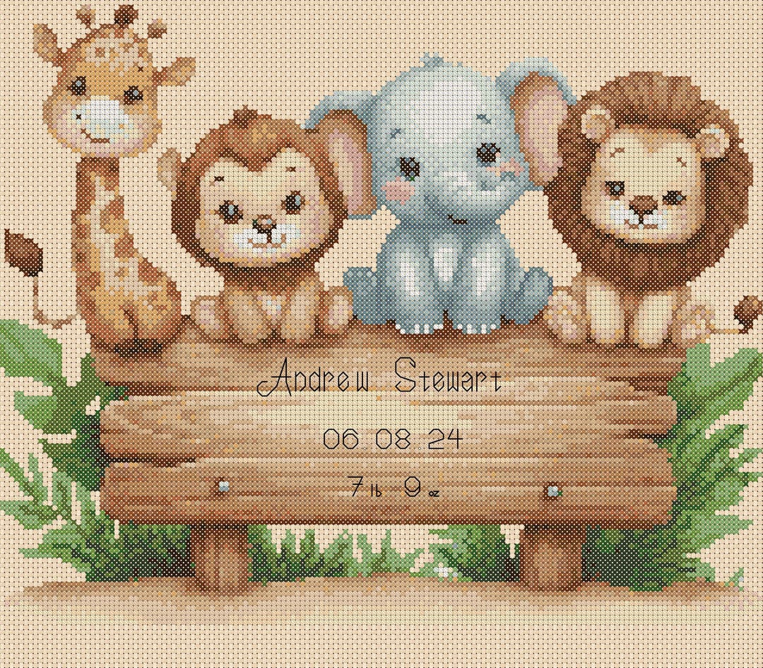 New Baby Birth Record Cross Stitch Chart New Baby Birth Sampler Record ...