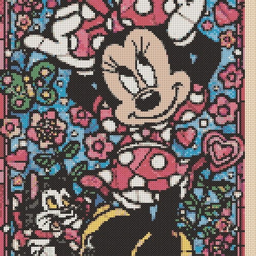 Cross Stitch Chart Mickey Mouse & Minnie Love Heart - Etsy