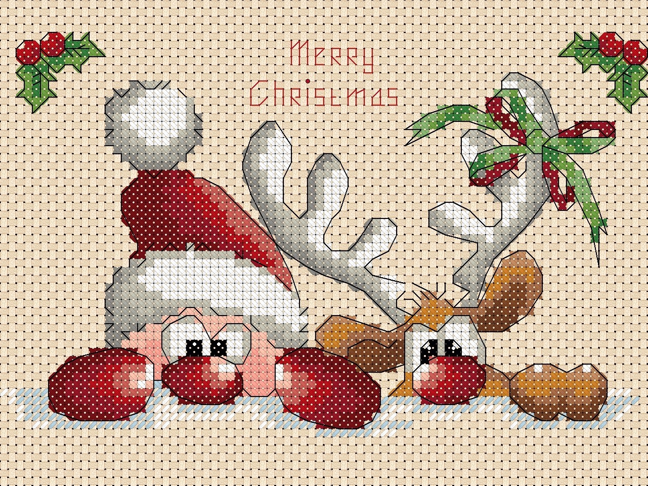 Cross stitch chart Christmas santa and reindeer ideal projects | Etsy