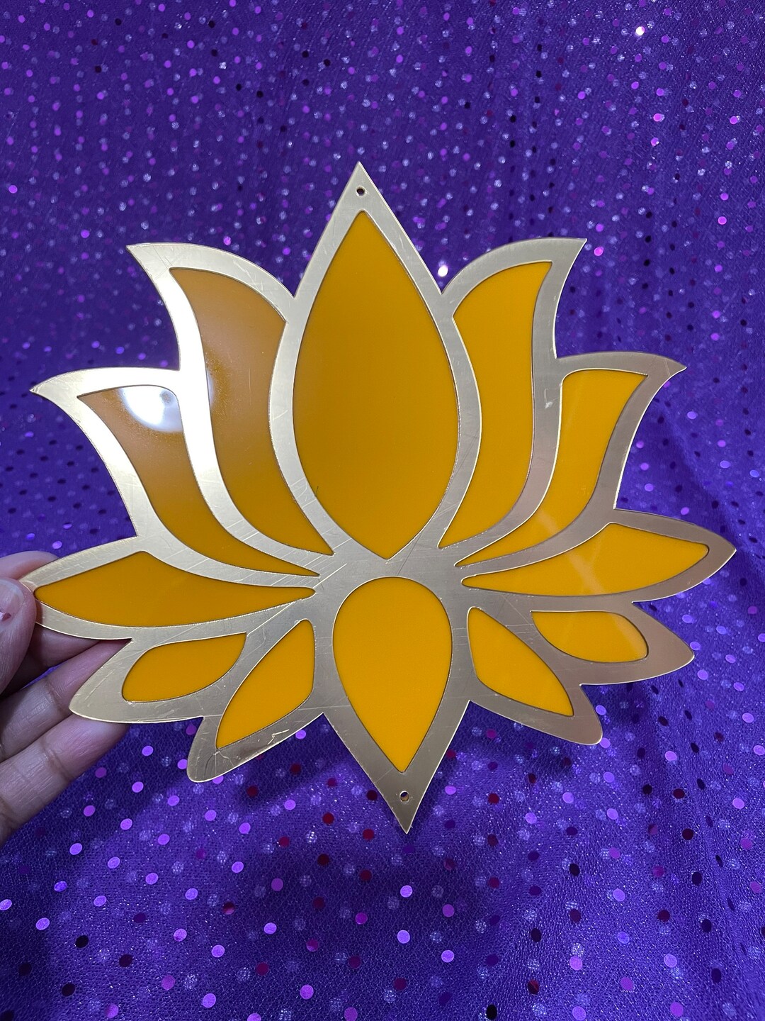 10 Yellow Color Mdf Lotus Hangings/ Wall Decor/ Wall Hangings/ Backdrop ...