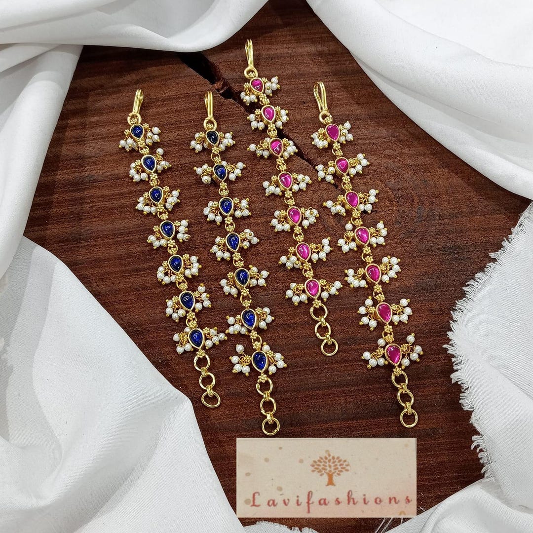 Jadau Kundan Ear Chain | Traditional Indian Matilu Accessory - Etsy