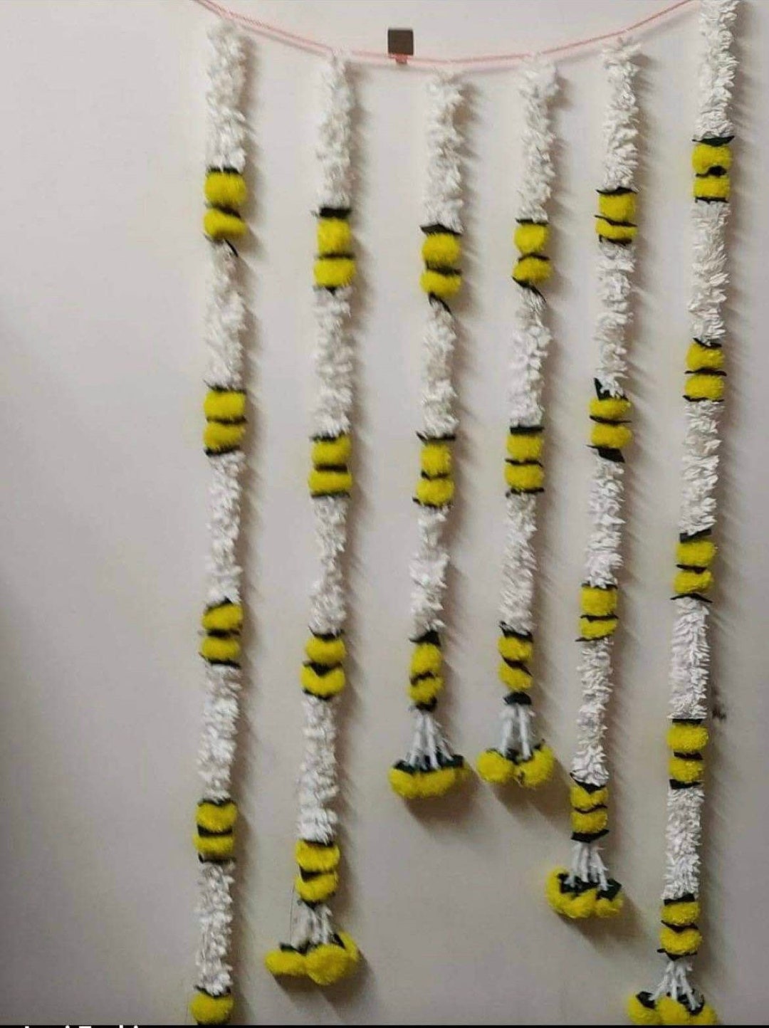 Ethnic Artificial Fabric White Lilly Set of 6 Garland/ Festive/ Decor ...