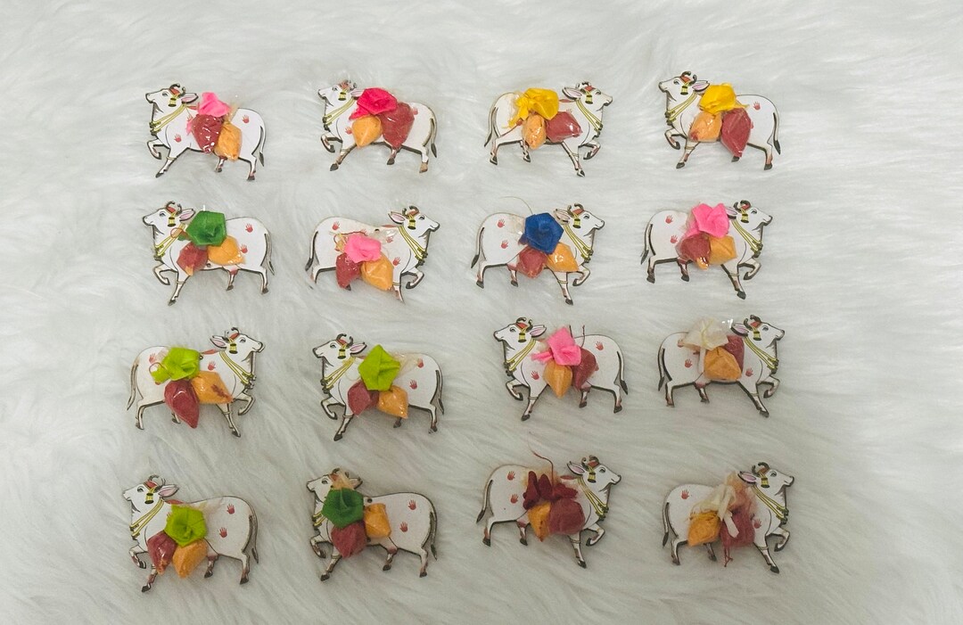Pichwai Cow Haldi Kumkum Pack of 25 Packets - Perfect for Festive ...