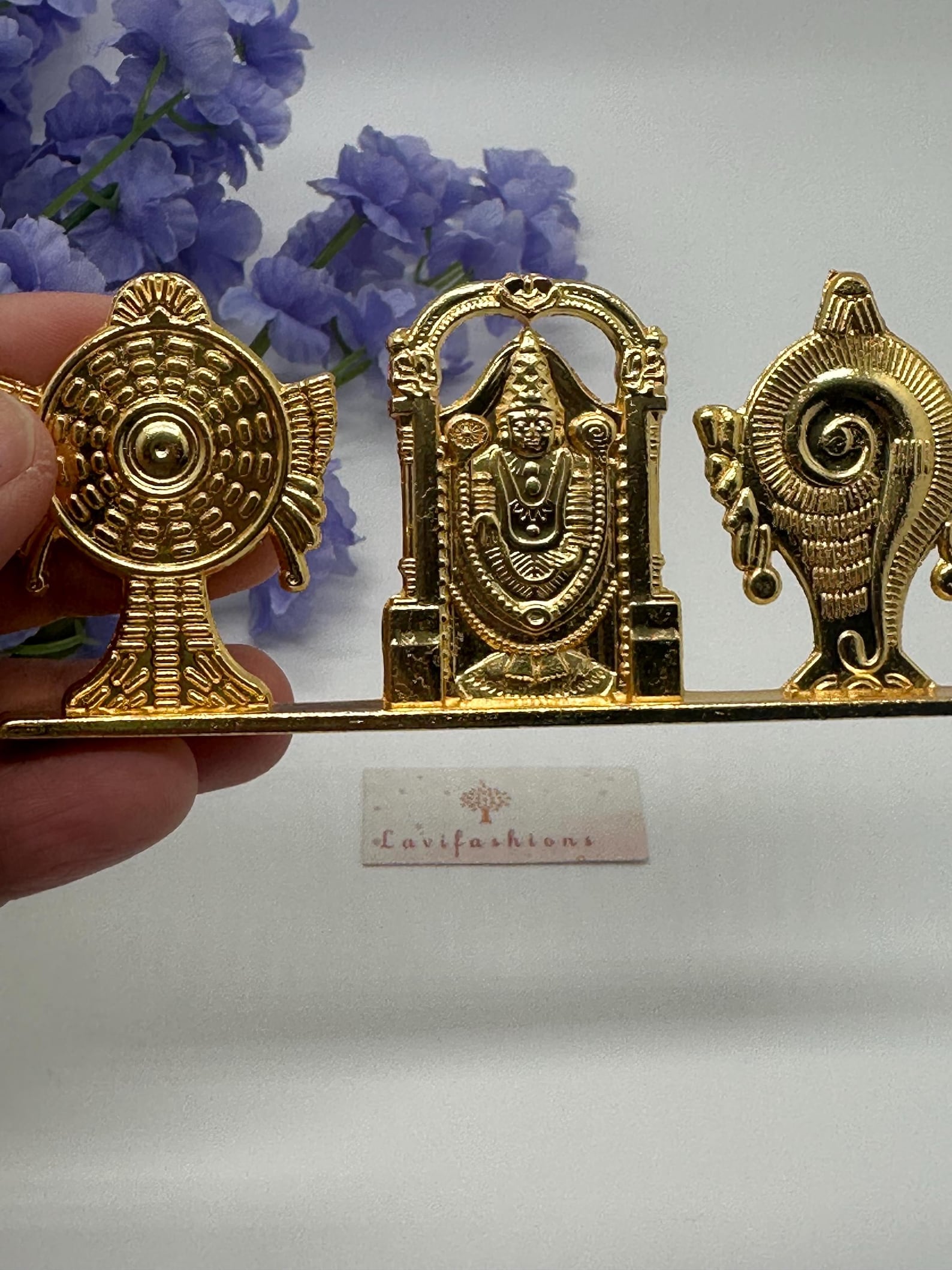 Shanku Chakra Namam Metal Idol Pack of 1 | Gold Venkateswara Symbol ...
