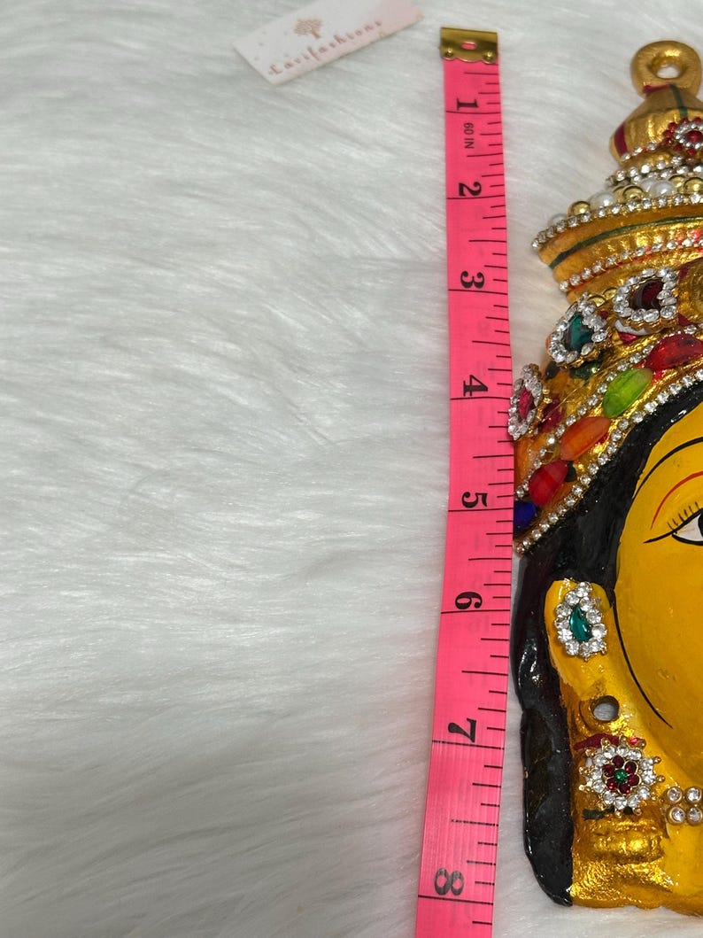 Indian Lakshmi Face Idol 8”| Gowri Devi Face for Pooja | Varamahalakshmi Vratam Decor | Goddess ...