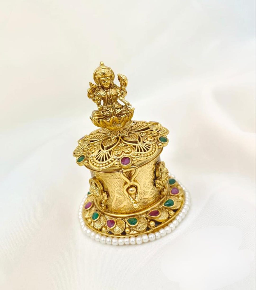 Indian Kumkum Box, Laxmi Sindoor Box, Wedding Gift, Pooja Accessory ...