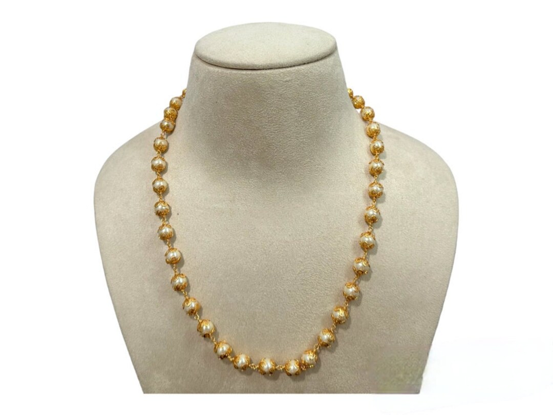 Ethnic Pearl Bead Mala Necklace/ Saree Jewelry/ Festive/ Partywear ...