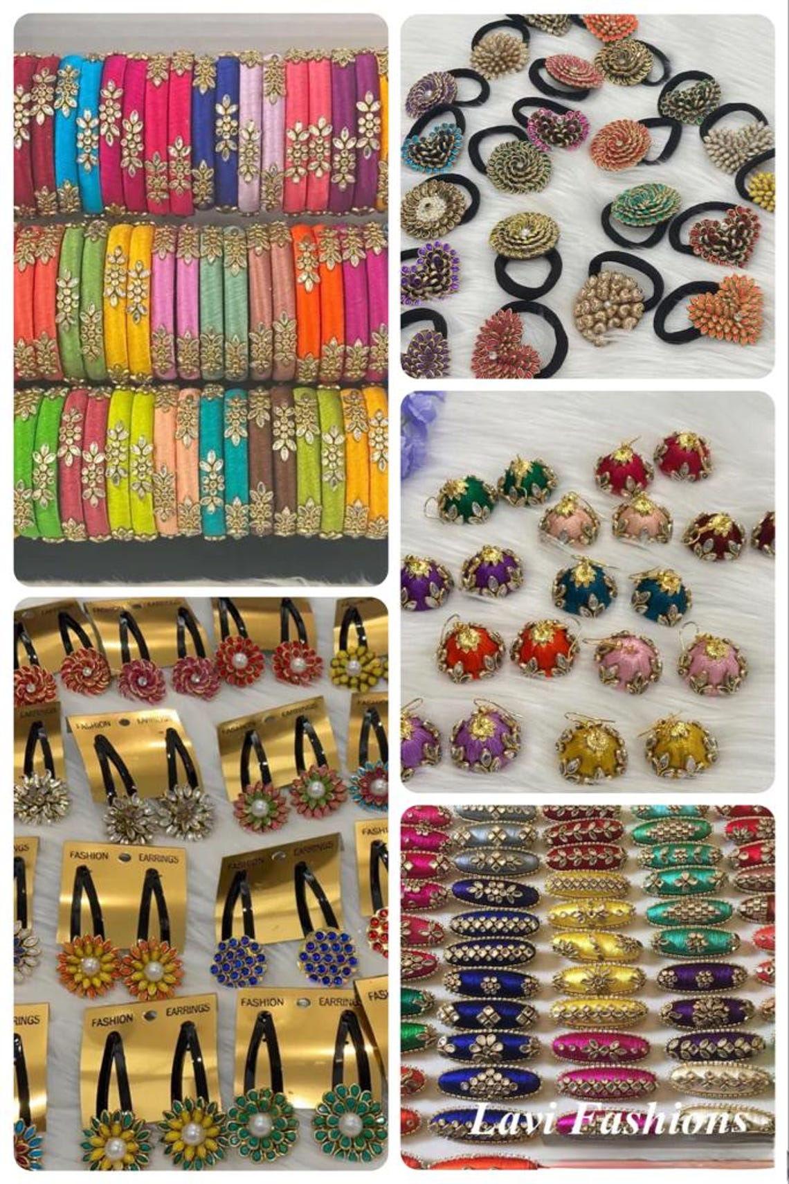 Indian Accessories Gift Set – Silk Thread Bangles, Saree Pin, Earrings ...