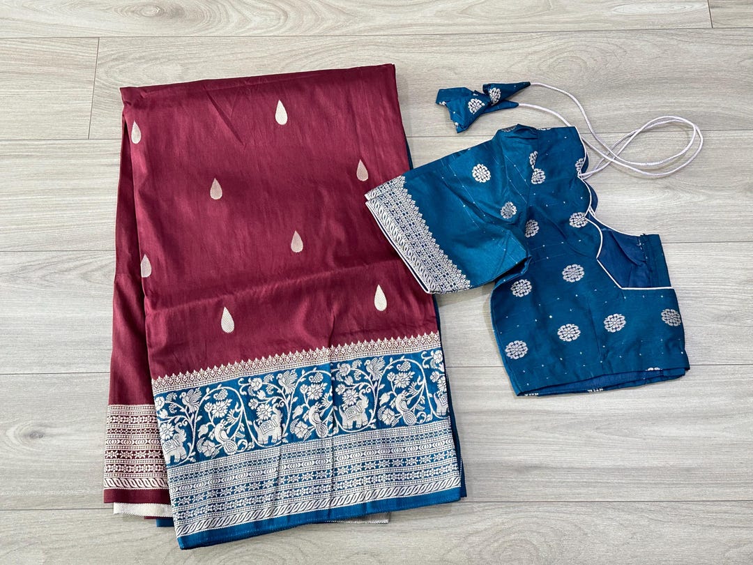 Banarasi Raw Mango Saree With Raindrop Design | Soft Fabric | Festive ...