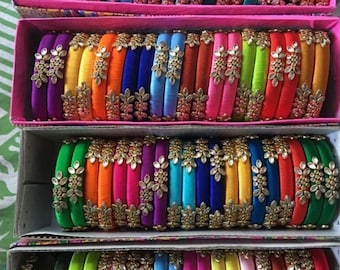 Silk Thread Indian Bangles Set - Etsy
