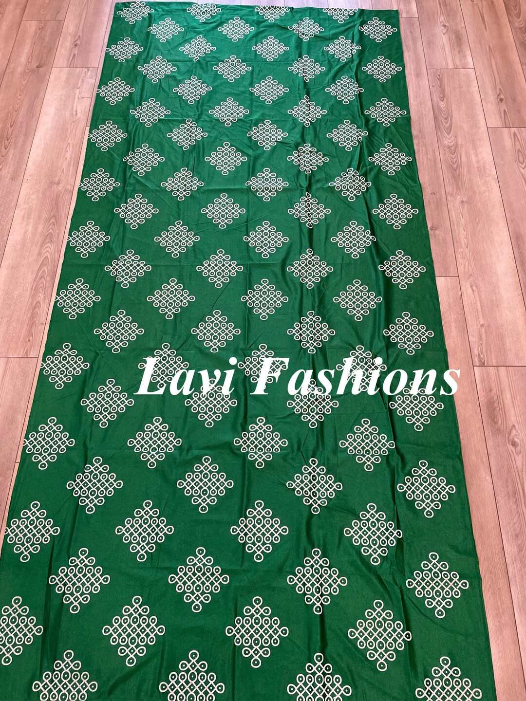 Ethnic Crushed Satin 3D Printed Fabric Kolam Green Backdrop Cloth ...