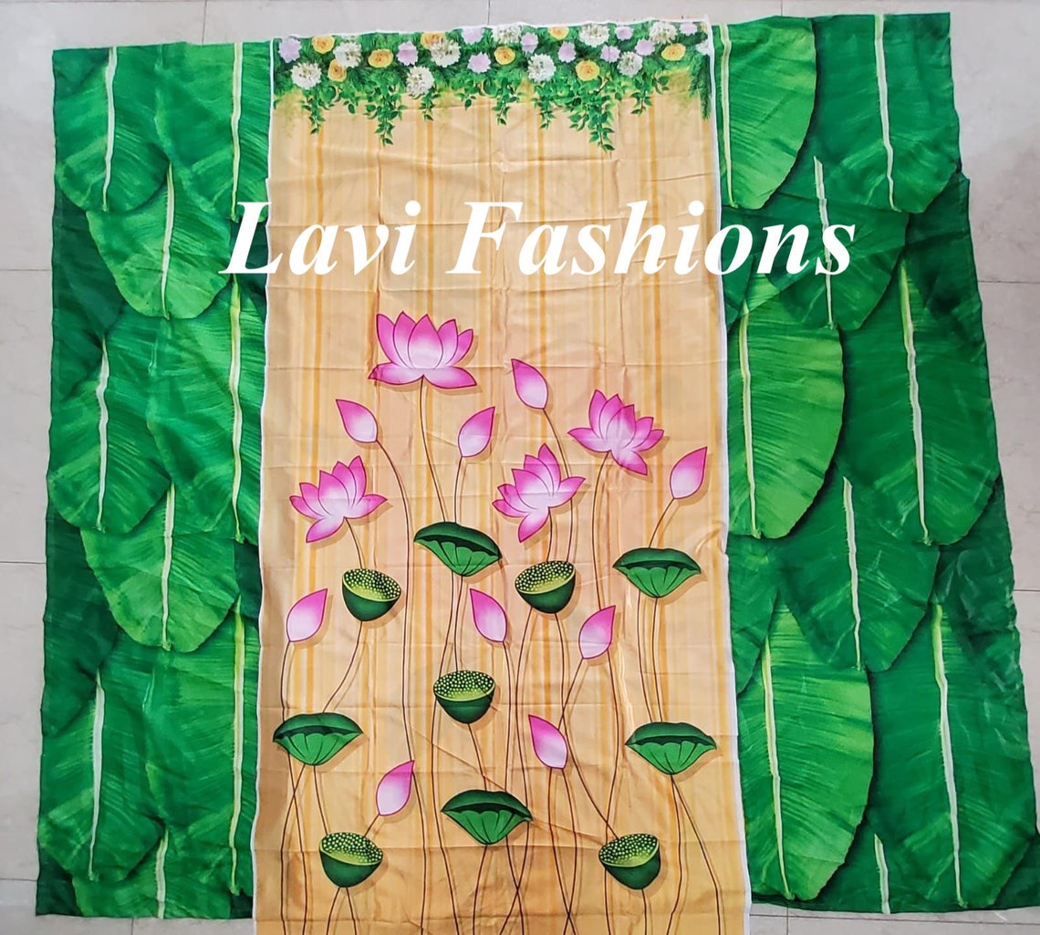Ethnic 3D Printed Lotus Design Satin Backdrop Cloth/ Back Drop for ...