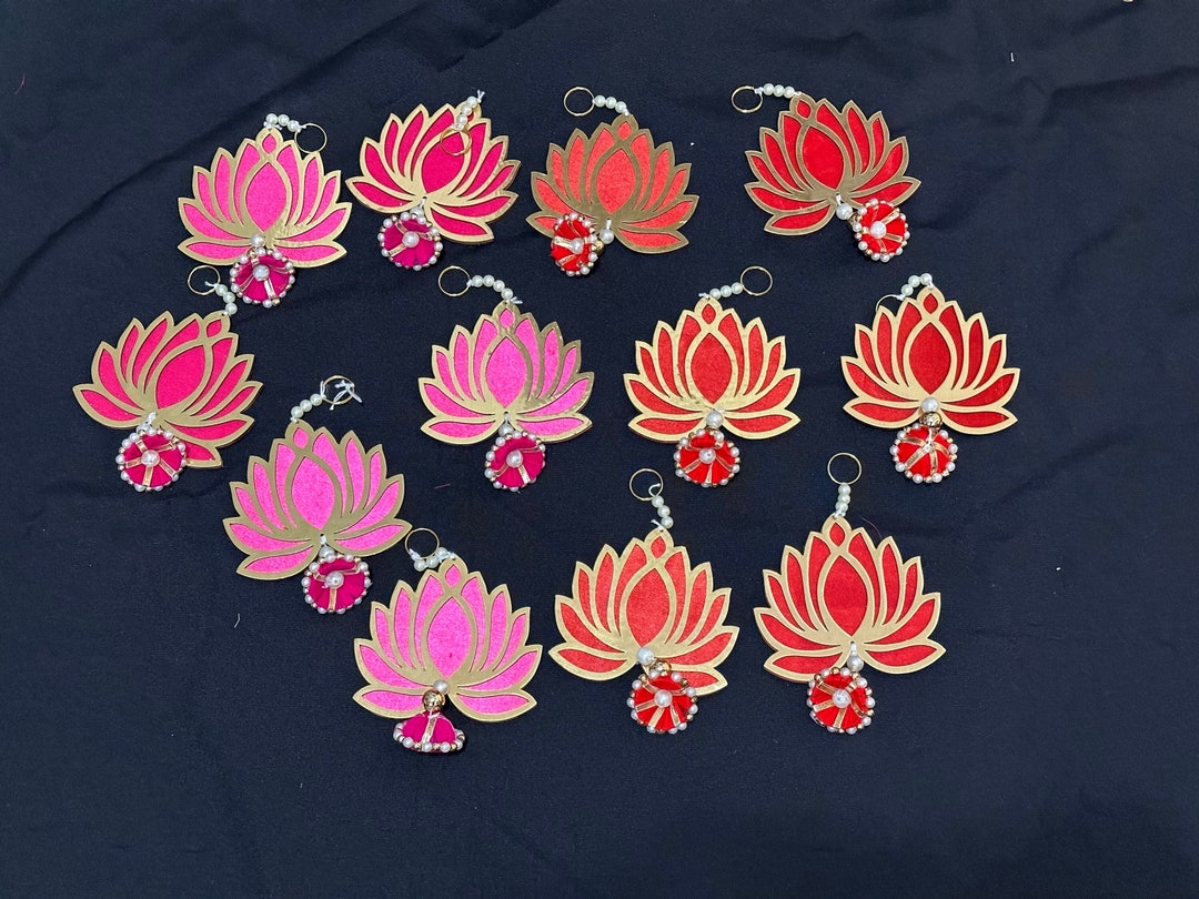 10 Ethnic Mdf Lotus Hangings/ Wall Decor/ Wall Hangings/ Backdrop Decor ...