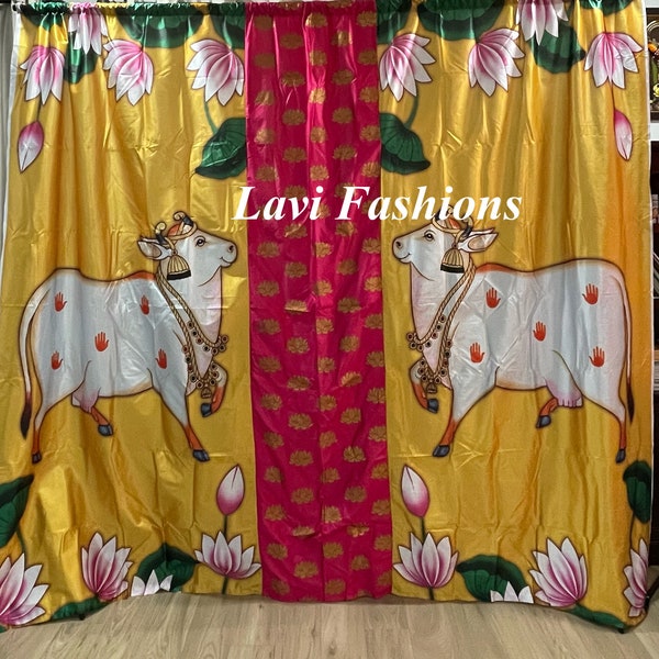 Ethnic 3d Printed Lotus Design Satin Backdrop - Etsy