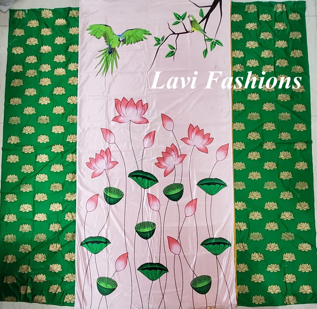 Ethnic 3D Printed Lotus Design Satin Backdrop Cloth/ Back Drop for ...