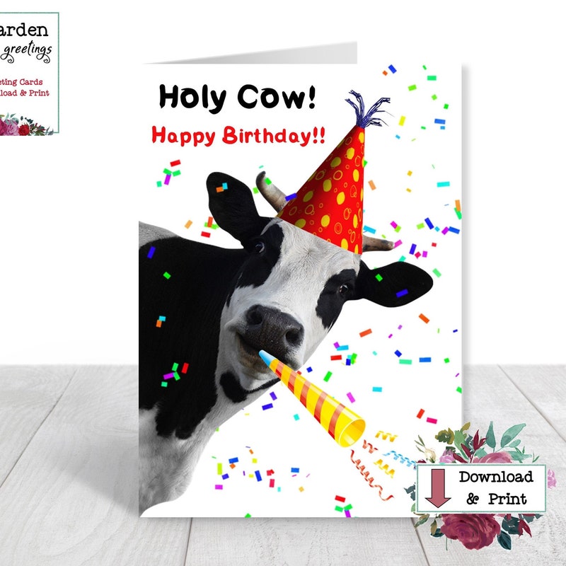 Printable Cow Birthday Card - Etsy