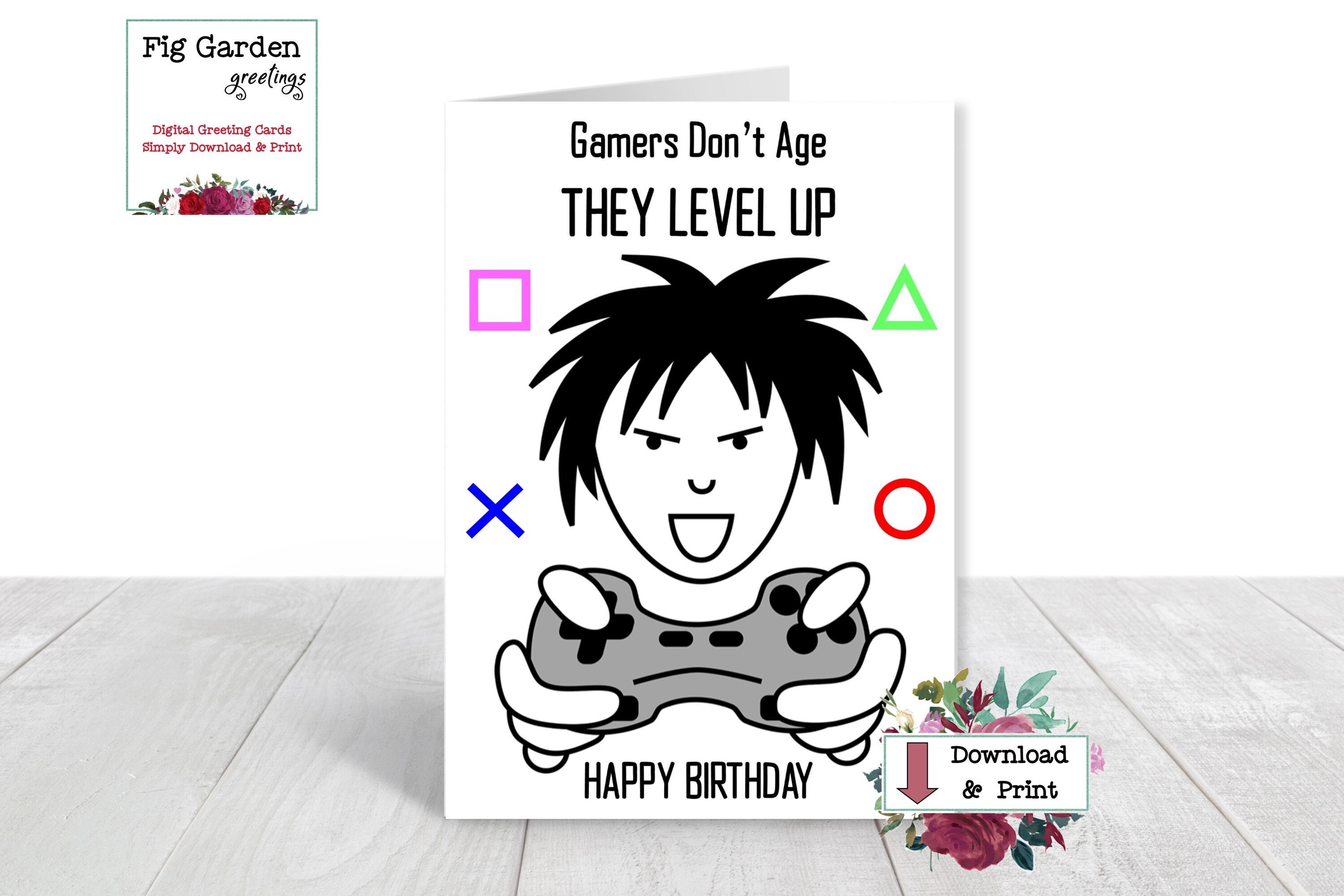 Gamer Birthday Card, Printable Video Game Card, PS 5, Xbox, Gamers Don ...