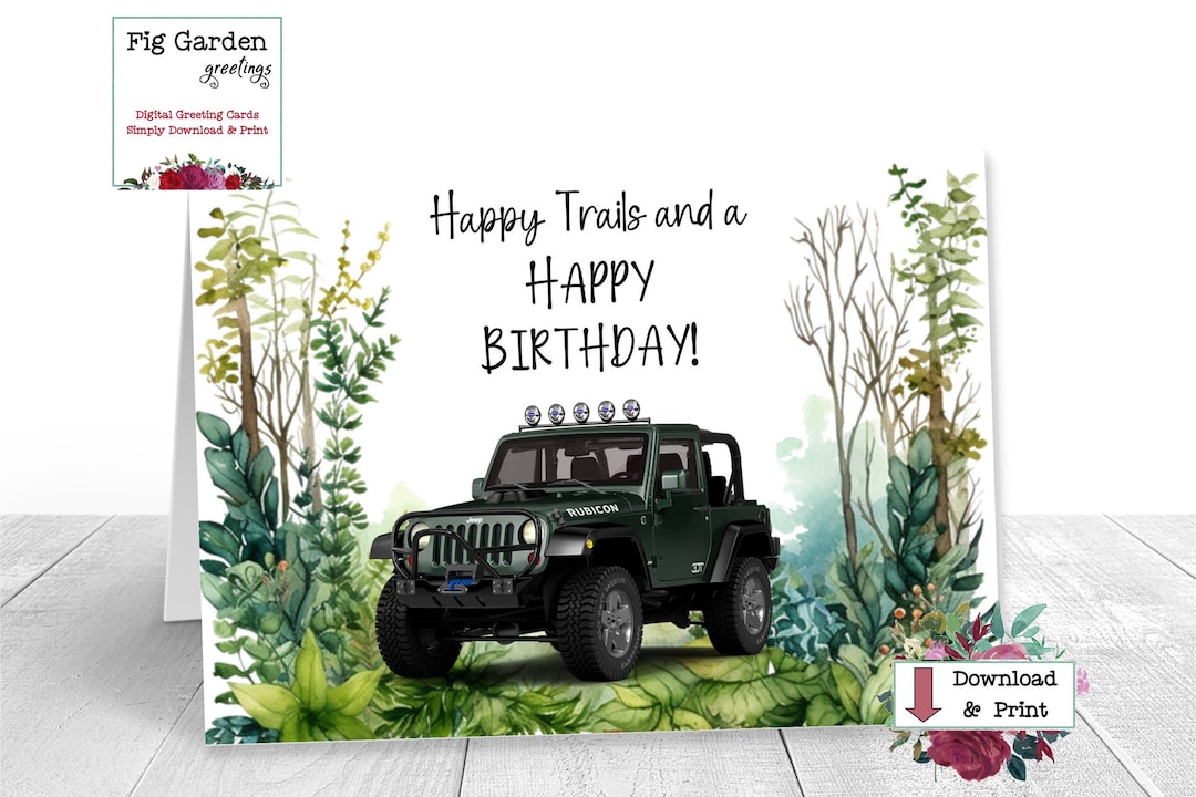 Jeep Birthday Card Printable Rubicon Birthday Card DIGITAL Download ...