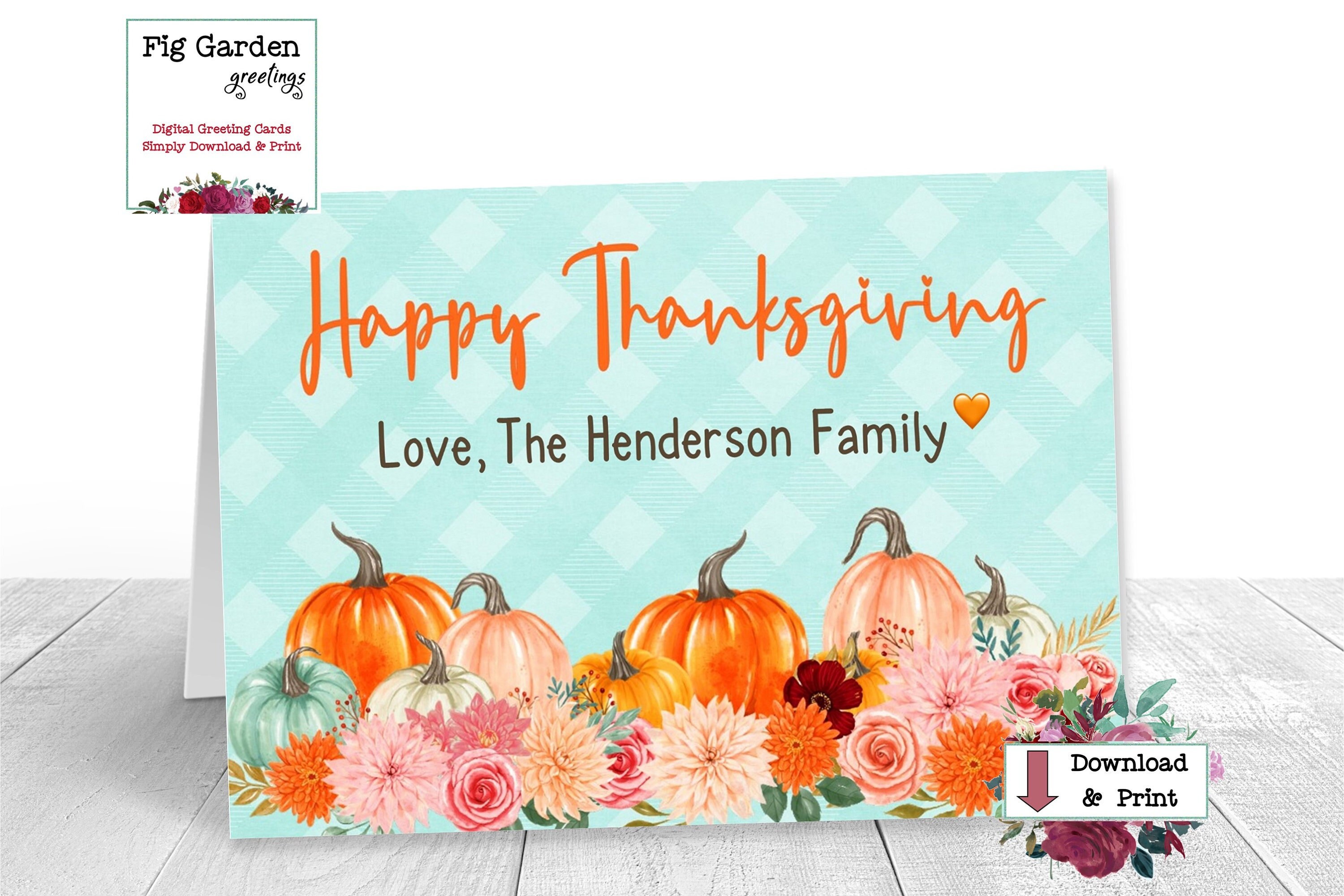 Personalized Thanksgiving Card Printable Thanksgiving - Etsy