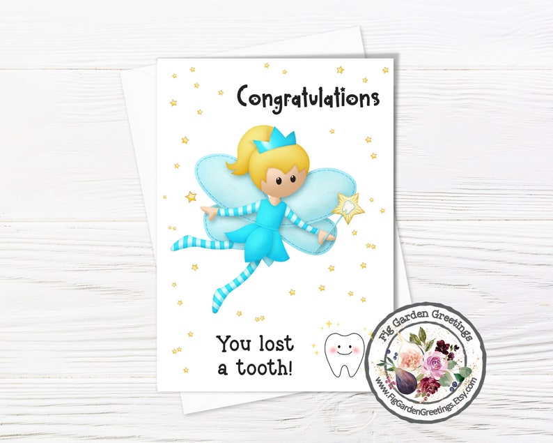 Tooth Fairy Card for Boy or Girl, Lost Tooth Card, Congratulations You ...
