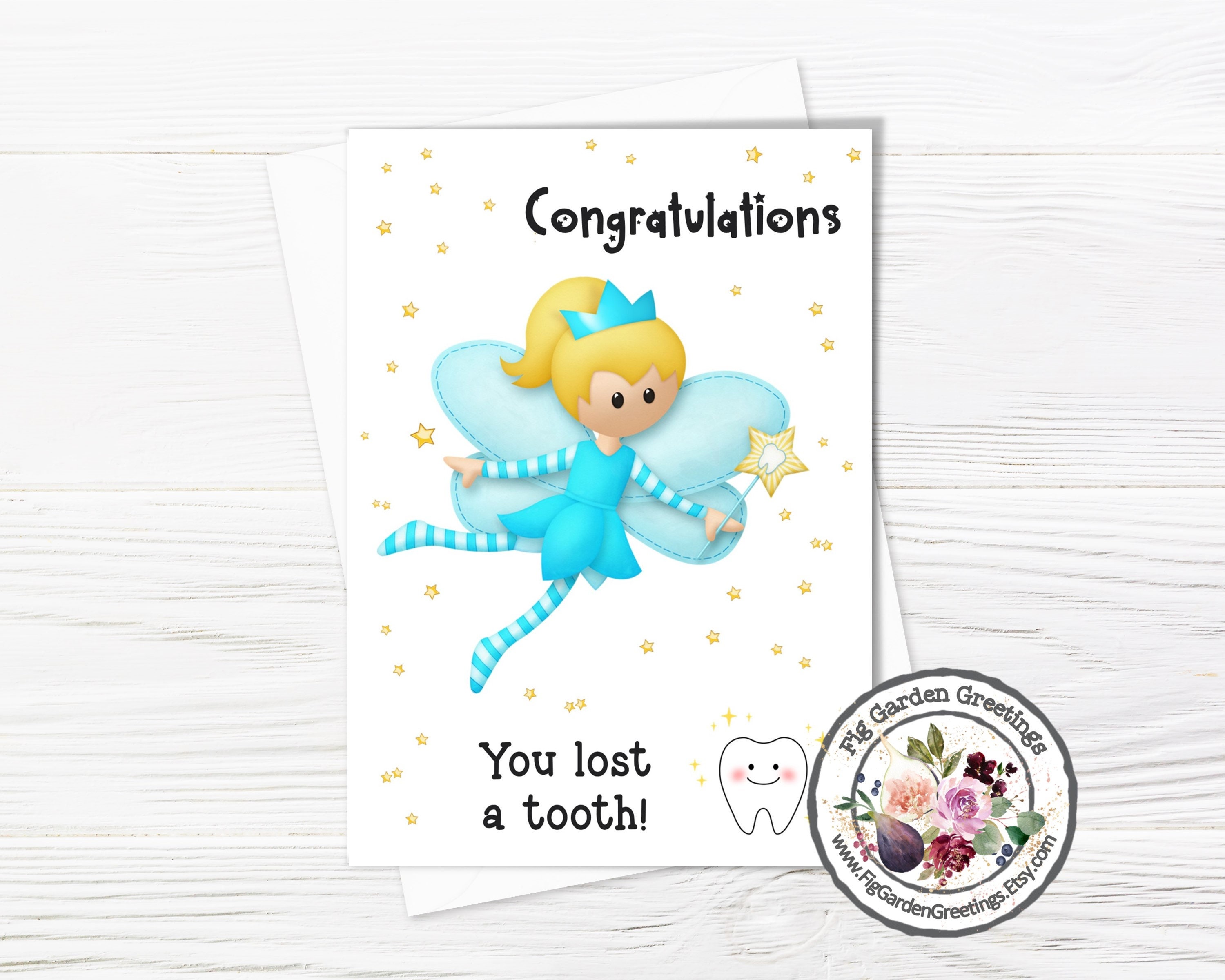 Tooth Fairy Card for Boy or Girl, Lost Tooth Card, Congratulations You ...