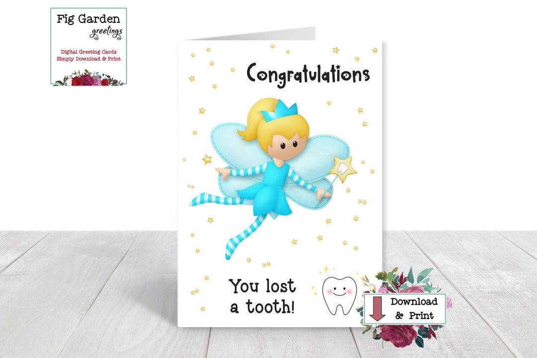 Tooth Fairy Card for Boy or Girl, Lost Tooth Card, Congratulations You ...