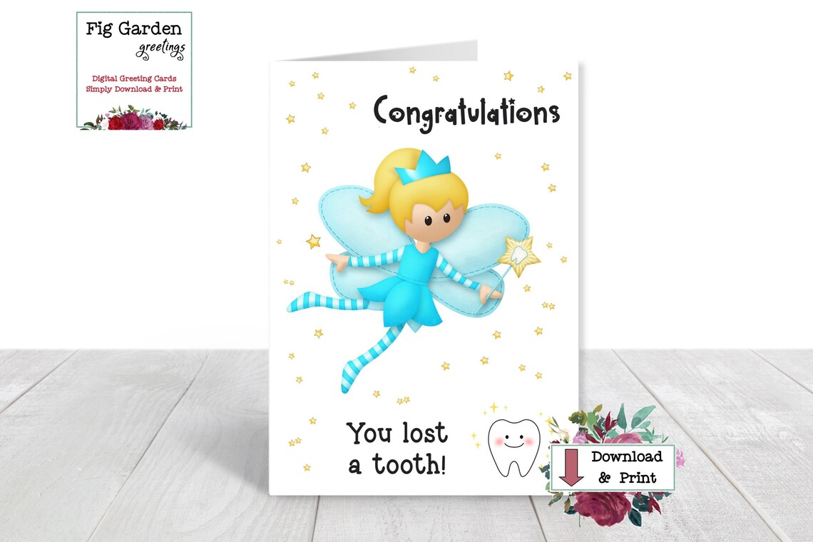 Tooth Fairy Card for Boy or Girl, Lost Tooth Card, Congratulations You ...