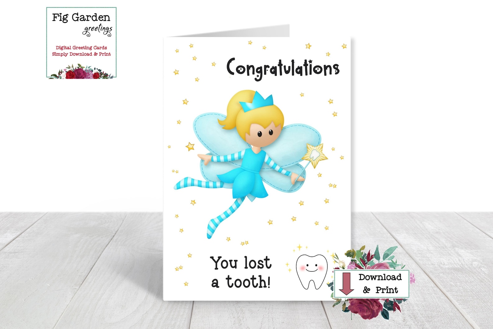 Tooth Fairy Card for Boy or Girl, Lost Tooth Card, Congratulations You ...