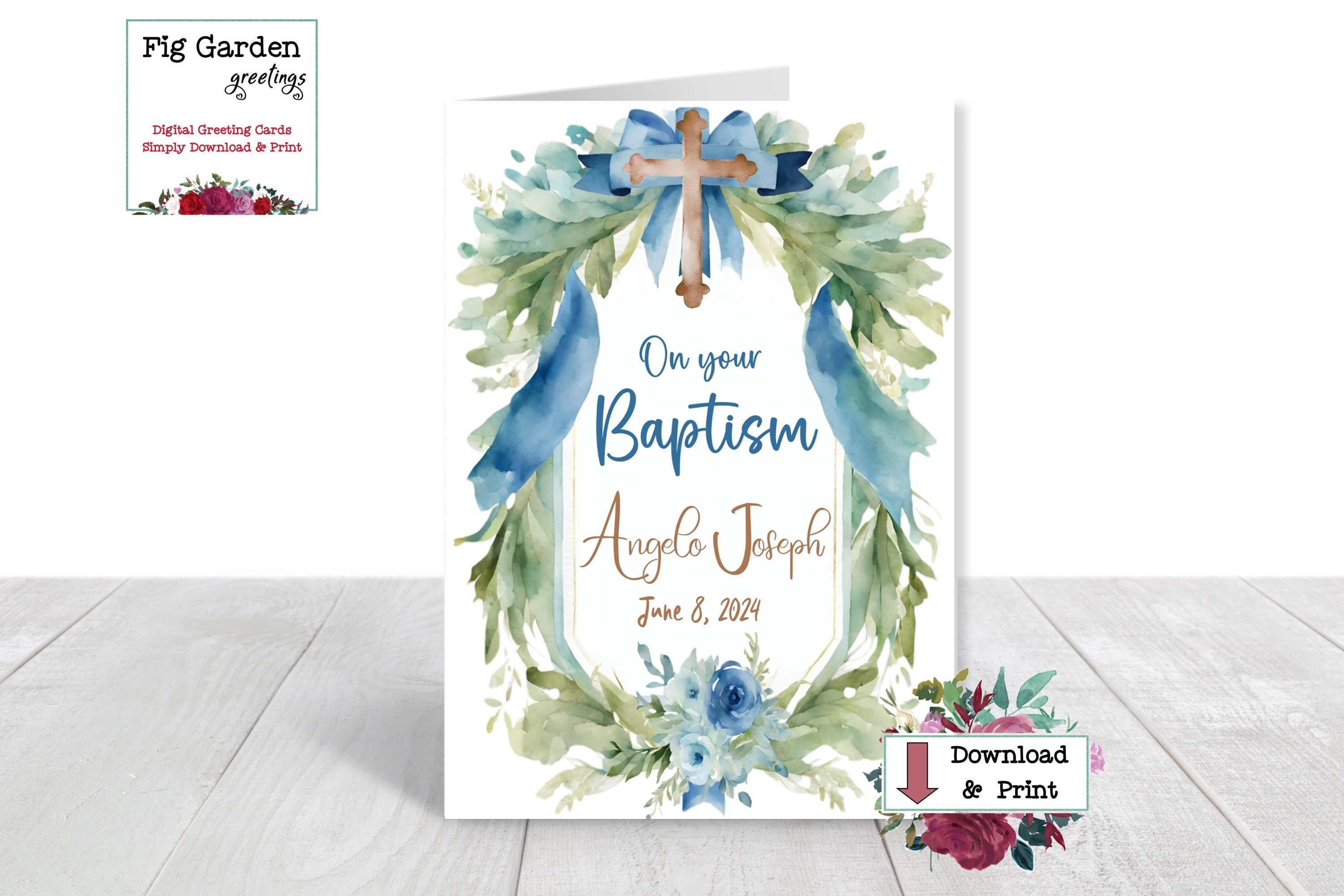 Baptism Card - Personalized Digital Card - Printable Baptism Card ...