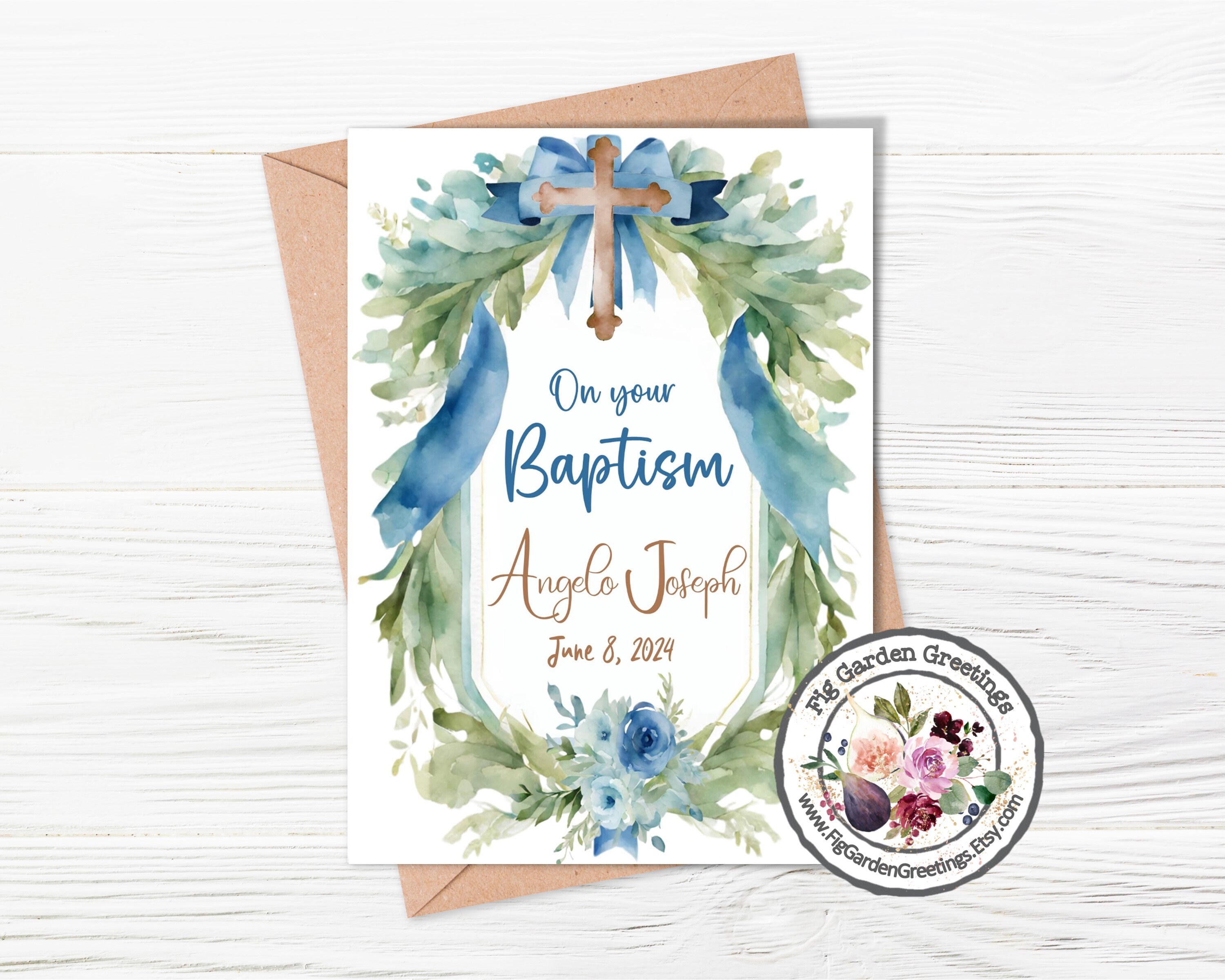 Baptism Card - Personalized Digital Card - Printable Baptism Card ...