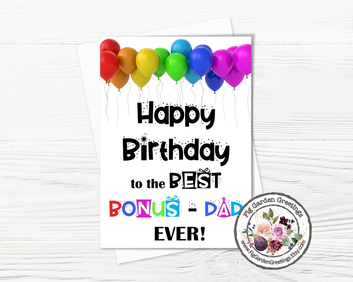Bonus Dad Birthday Card for Step Daddy Printable Card Instant Digital ...