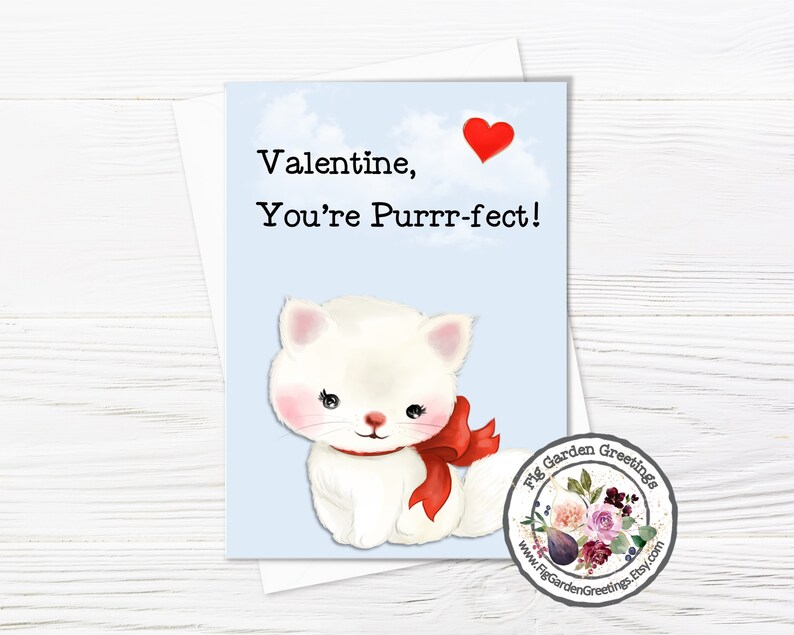 Valentine Cat Card Youre Purr-fect Printable Card Happy Valentine's Day ...