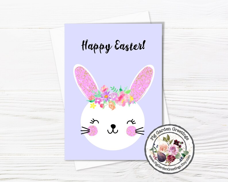 Cute Easter Card Bunny Printable Greeting for Baby Kids - Etsy