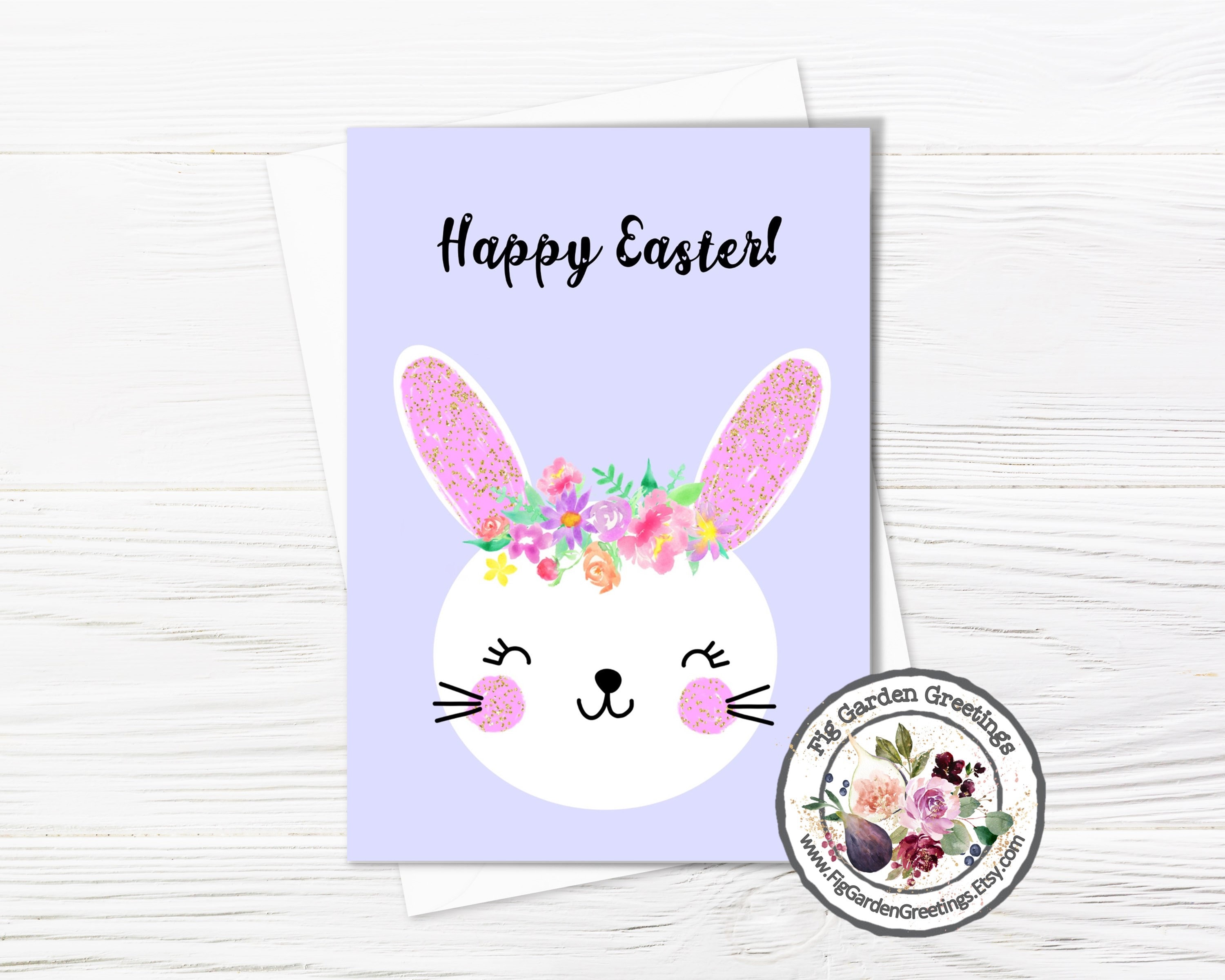 Cute Easter Card Bunny Printable Greeting for Baby Kids | Etsy