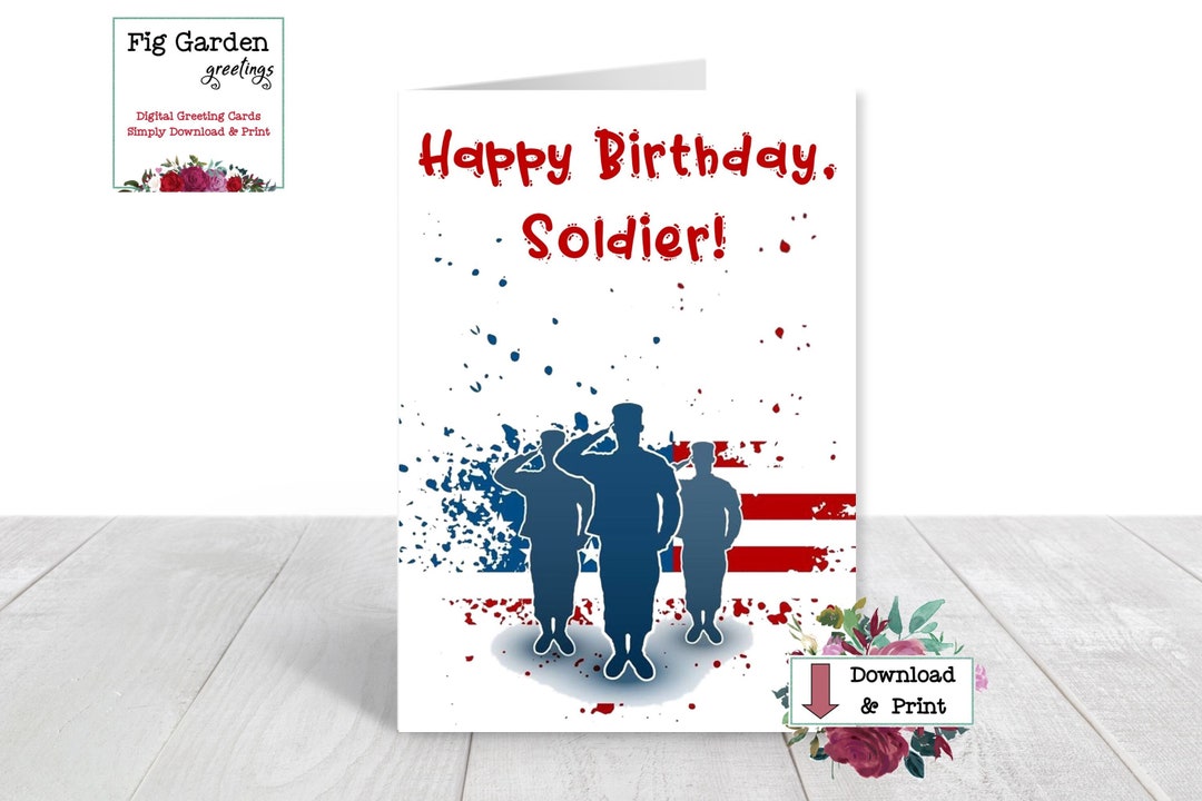 Military Birthday Card - DIGITAL Download - Printable Birthday Card for ...