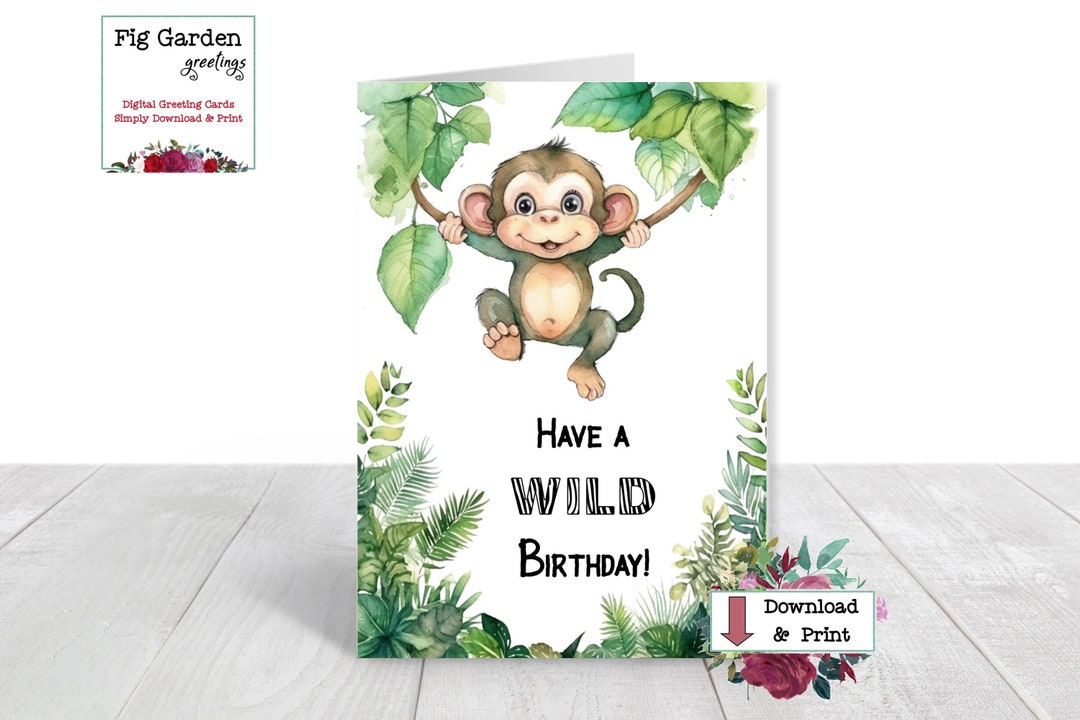 Wild Birthday Card - DIGITAL Download - Printable Birthday Card ...