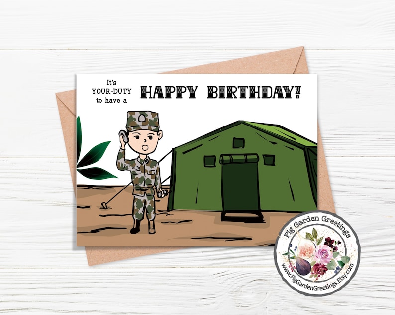 Military Birthday Card for Soldier in Army, Navy, Air Force, Marines ...
