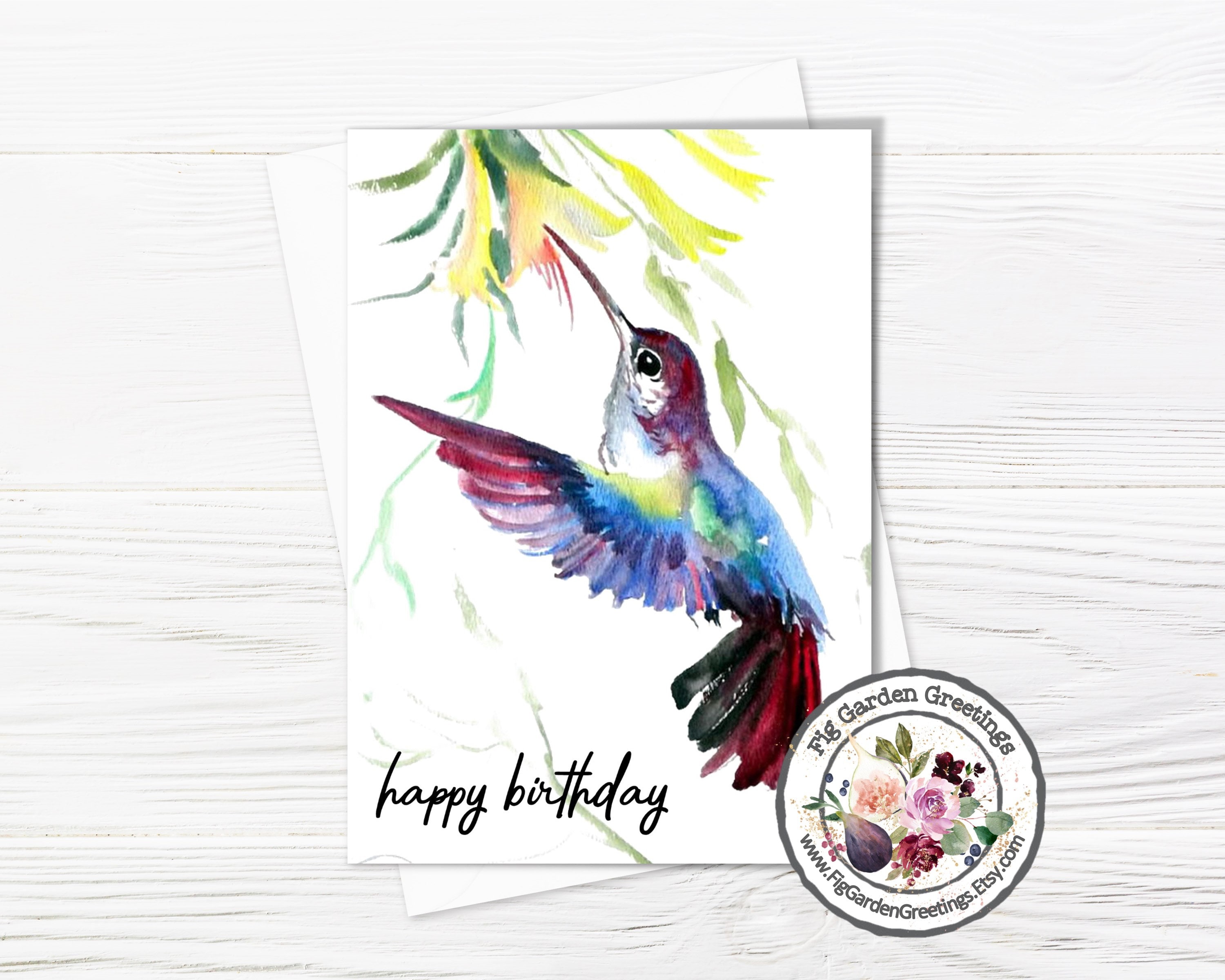 Hummingbird Birthday Card, Printable Card for Her, Pretty Watercolor ...