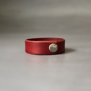Red Leather Bracelet, Adjustable Full Grain Leather Bracelet, Made in ...
