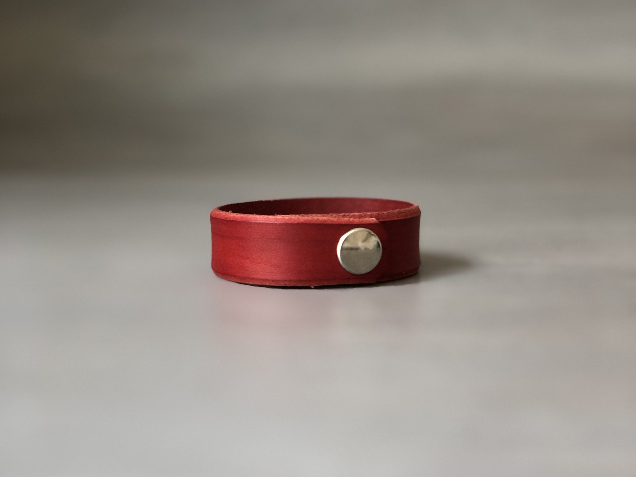 Red Leather Bracelet Adjustable Full Grain Leather Bracelet - Etsy