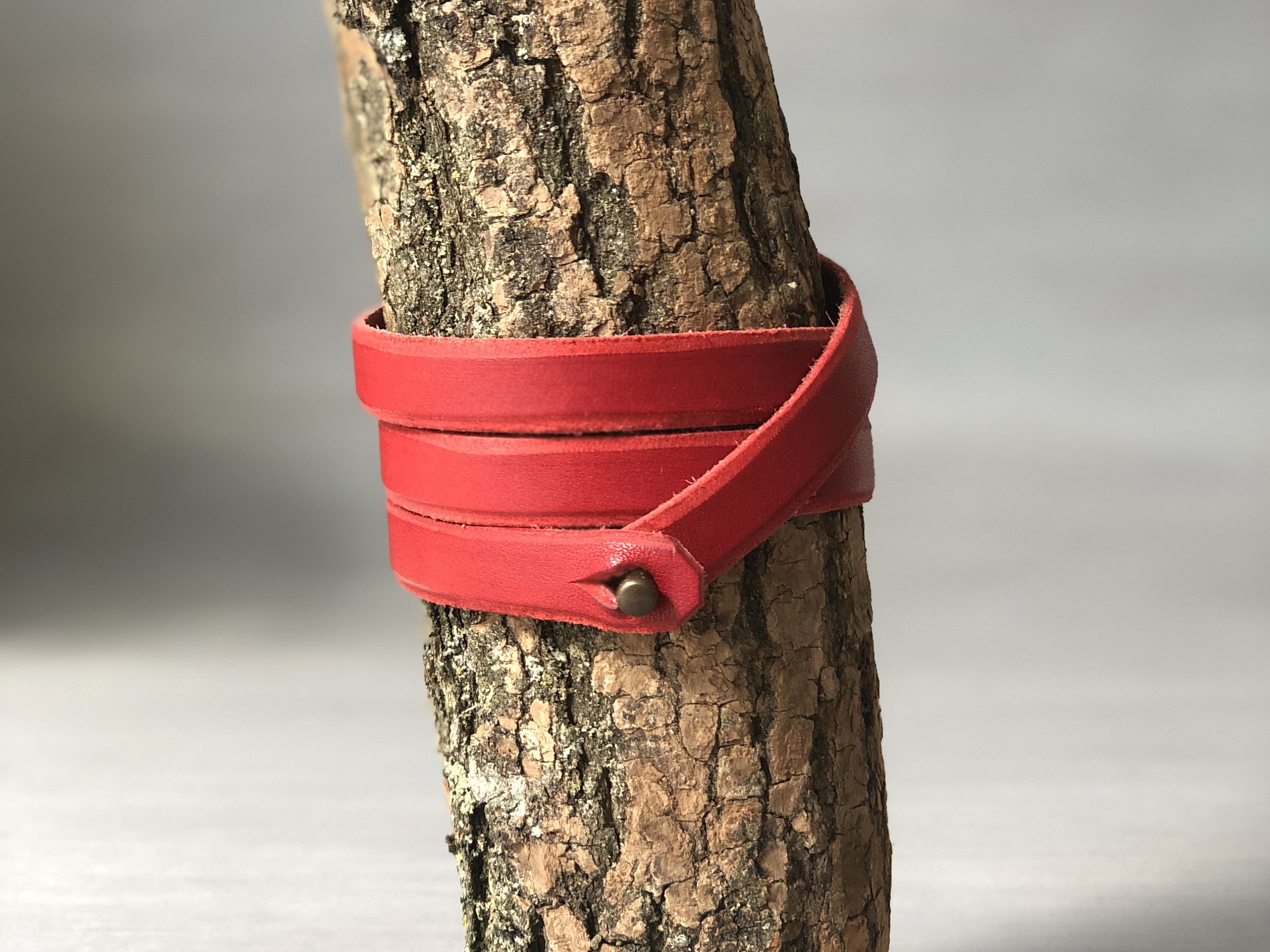 Leather Wrap Bracelet Red Leather Bracelet Full Grain - Etsy