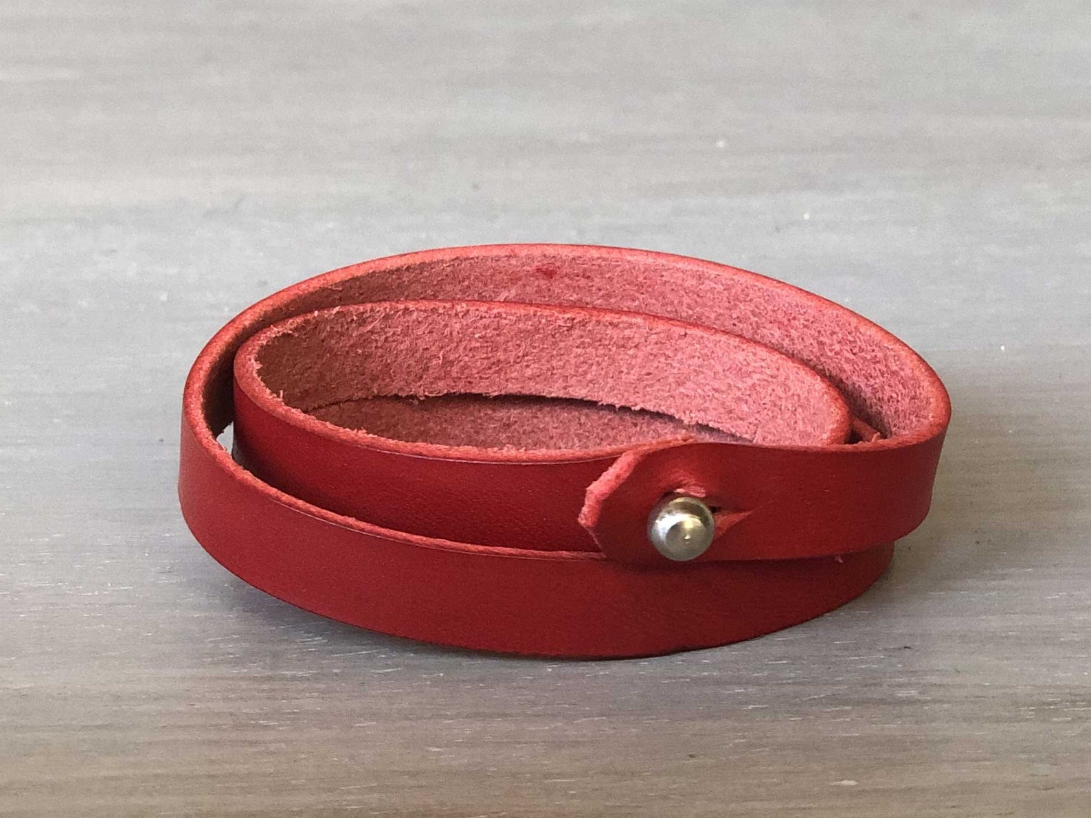 Leather Wrap Bracelet Red Leather Bracelet Full Grain - Etsy