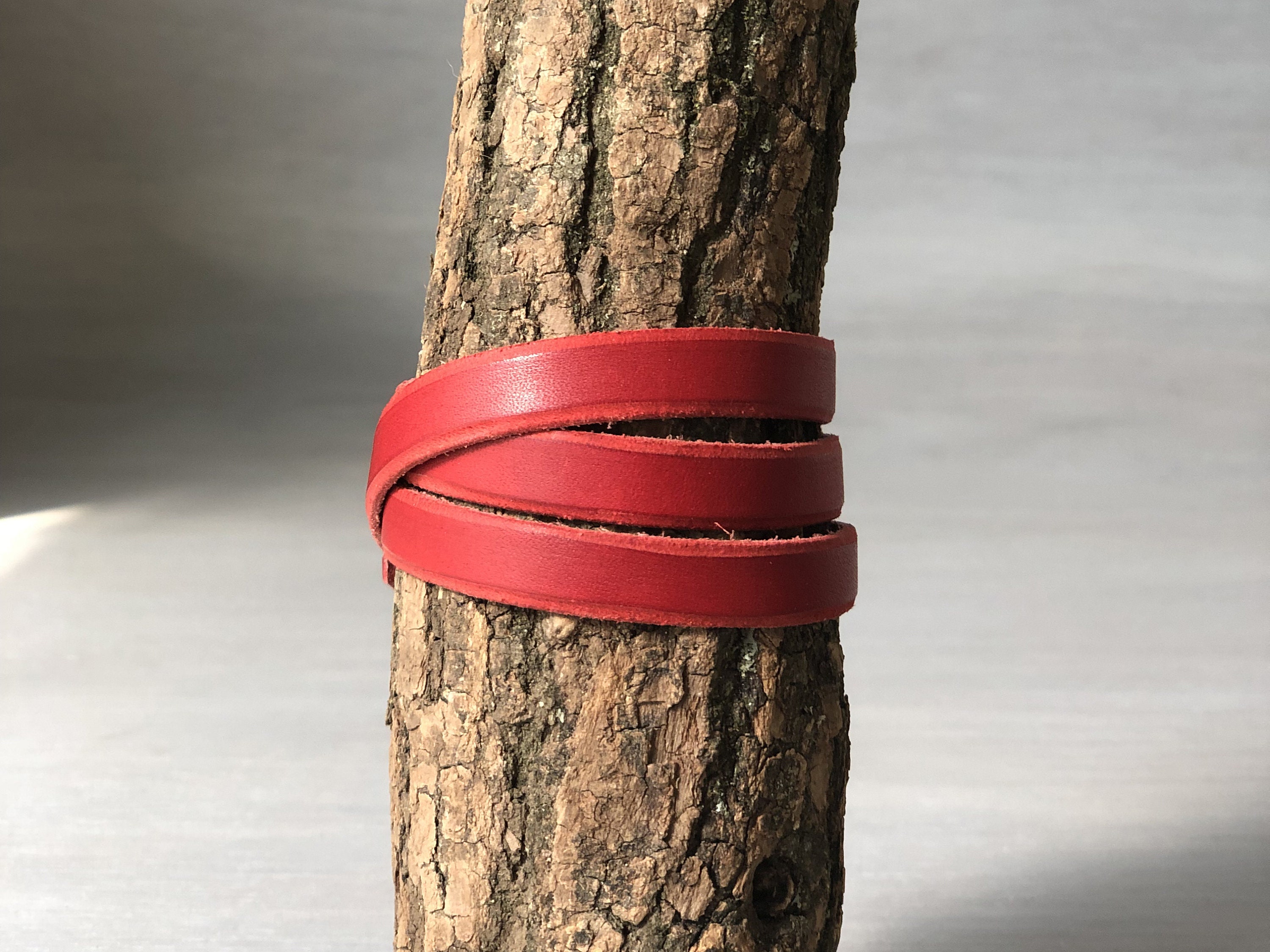 Leather Wrap Bracelet Red Leather Bracelet Full Grain - Etsy
