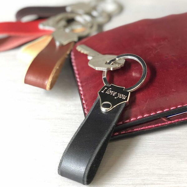 Leather Keychain - Etsy