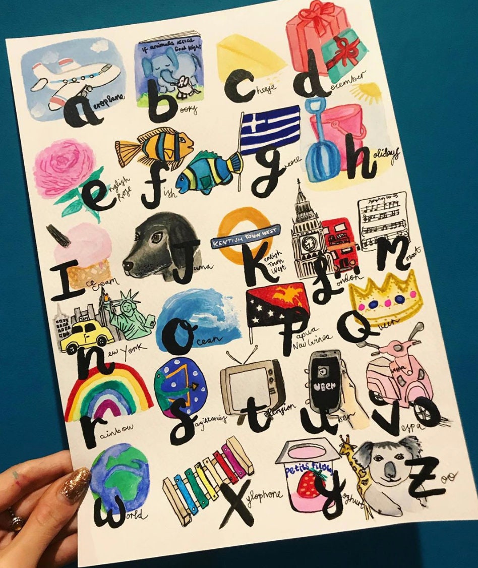 The A-Z of You and Me - Personalized, Hand-painted Alphabet -A4 Size - Etsy