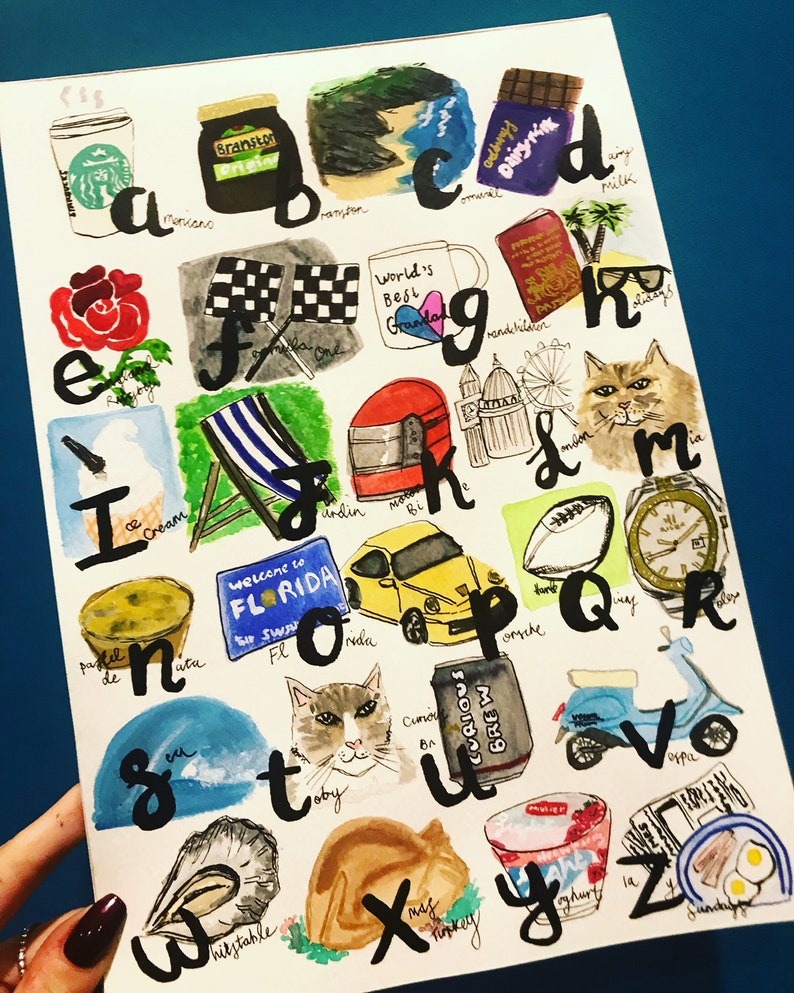 The A-Z of You and Me - Personalized, Hand-painted Alphabet -A4 Size - Etsy